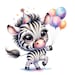 48 JPG, Watercolor Baby Zebra Clipart Bundle, Cute Zebra Clipart ...