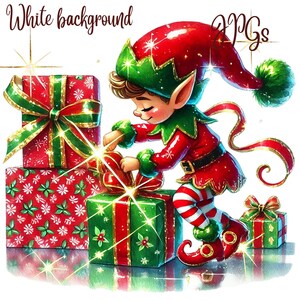 45 JPG, Christmas Elves Clipart Bundle, Cute Christmas Elves, Festive ...
