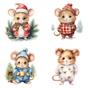 12 Christmas Mouse Clipart - High Quality Jpgs -digital Download -card ...