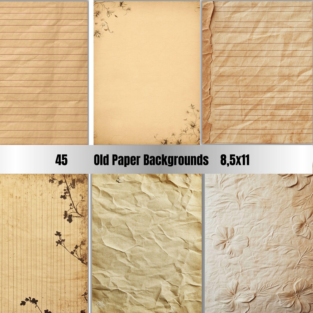 45 Vintage Aged Paper Pack | Lined Antique Paper | Junk Journal ...