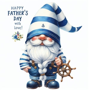 48 PNG, Watercolor Father's Day Gnomes Clipart Bundle, Gnome Cute ...