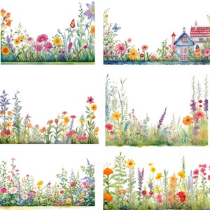 30 Watercolor Spring Border Clipart, Spring Border Art, Wildflowers ...