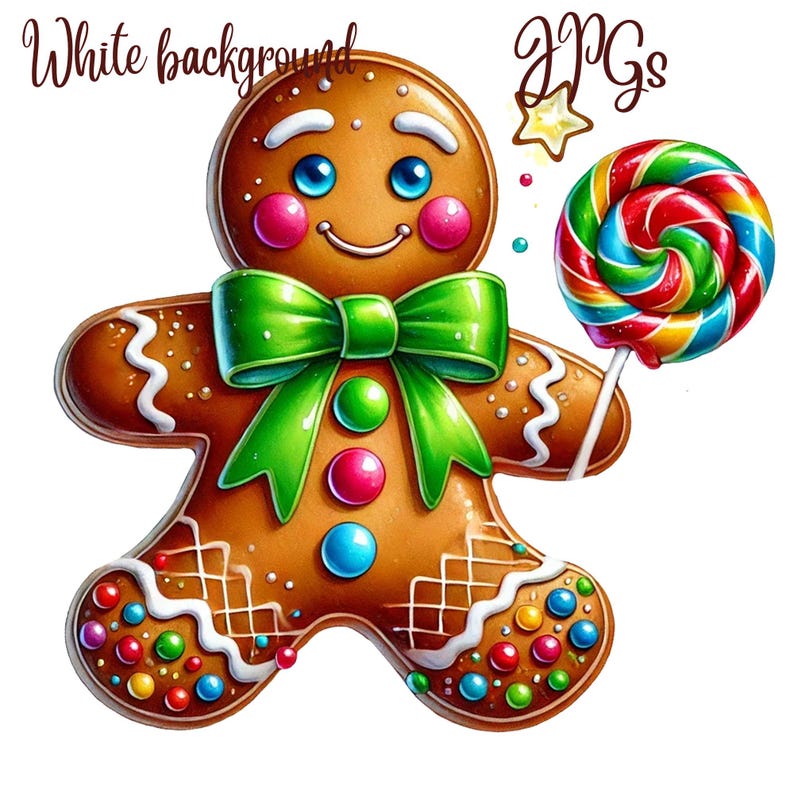 60 JPG, Gingerbread Man Clipart Bundle, Christmas Clipart, Festive ...