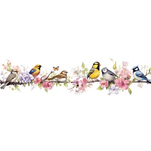 11 PNG/JPG, Watercolor Flower Border Clipart Bundle, Bird Border ...