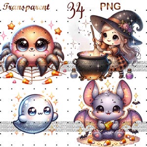 34 PNG, Little Halloween Monsters Clipart,halloween Clipart,cute Ghost ...