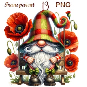 13 Birth Month Flower Clipart, Birth Month Flower Gnome, Poppy Gnome ...