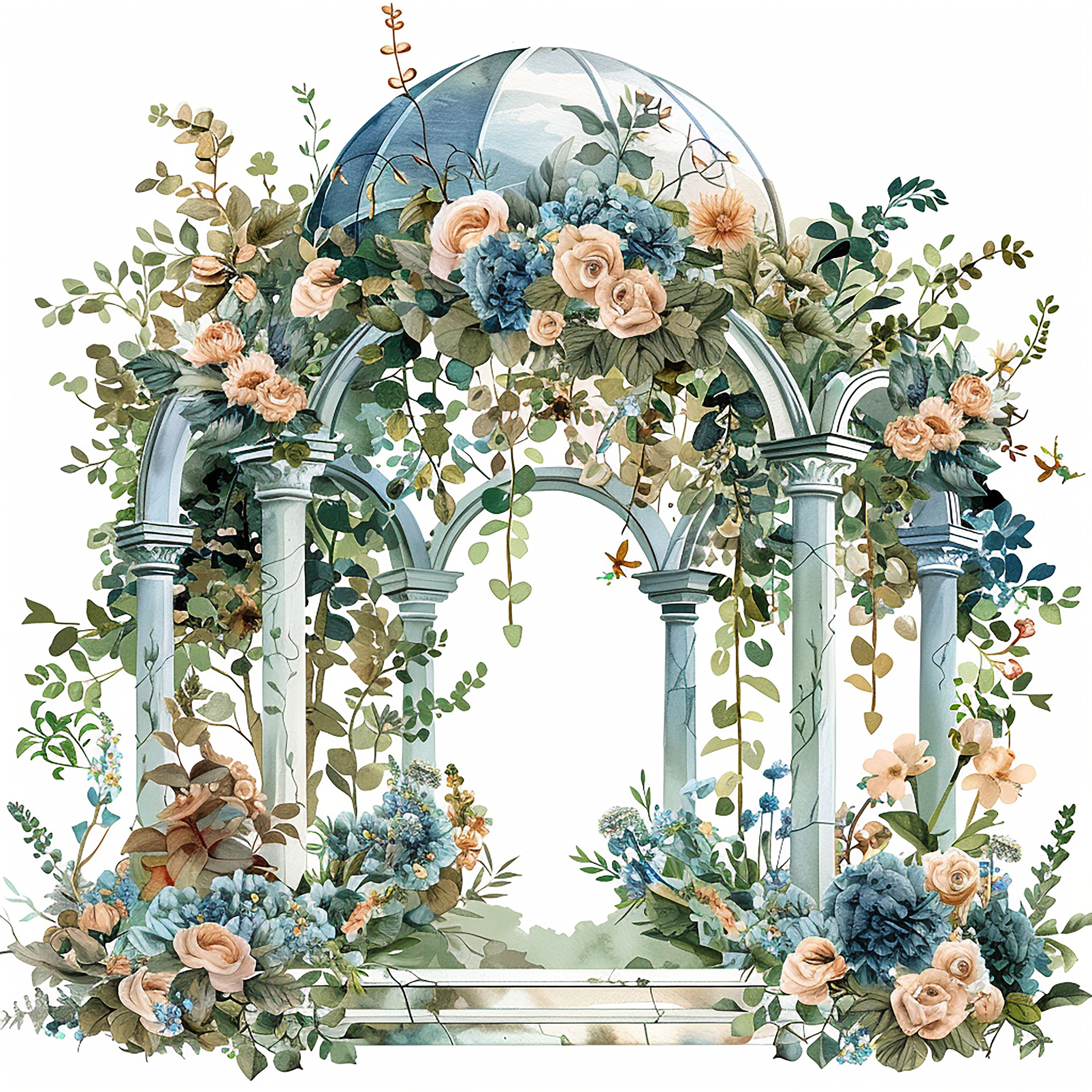 24 JPG, Vintage Garden Arches Clipart, Flower Dome Clipart, Wedding ...