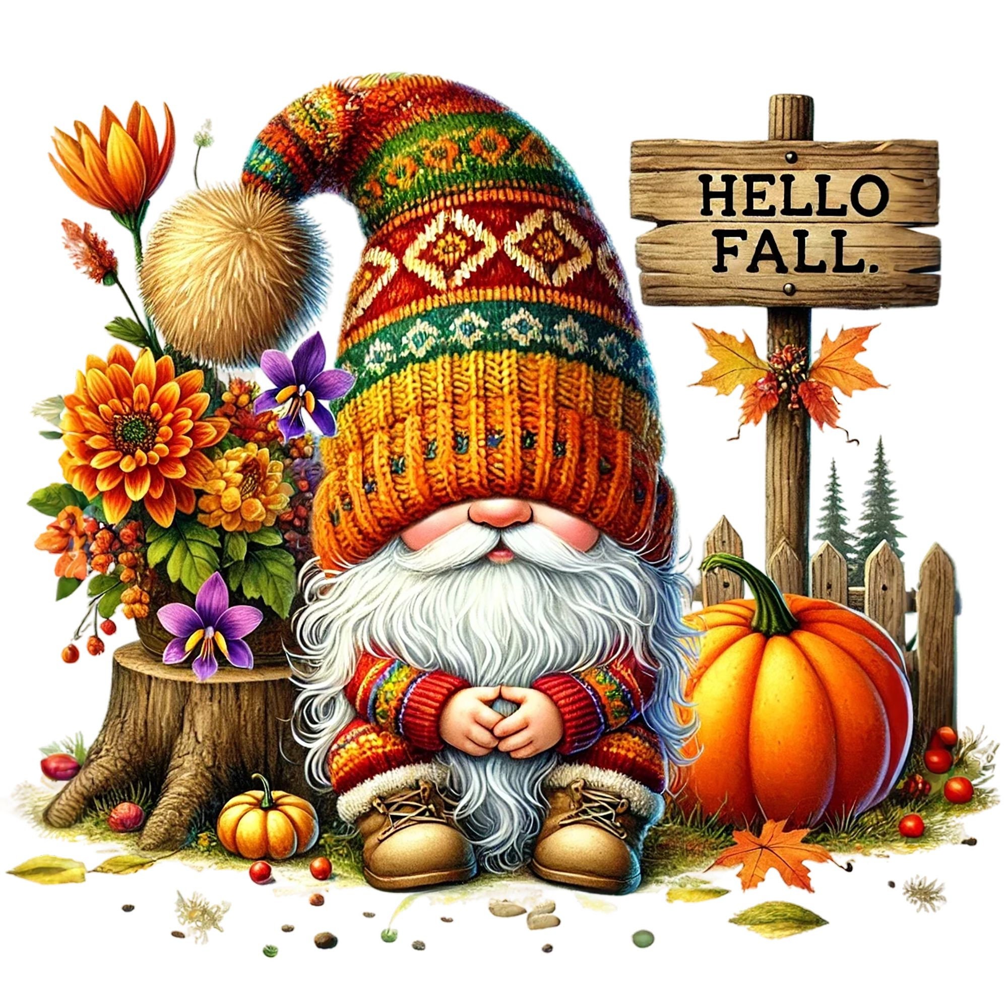 30 JPG, Hello Fall Gnome Clipart Bundle,autumn Gnome Clipart, Autumn ...