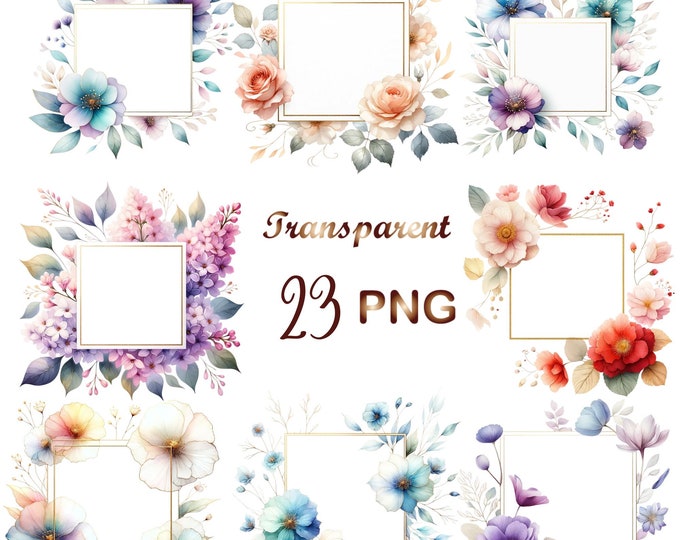 Pressed Flower Frame PNG Clipart, 12x Botanical Border Clip Art Set ...