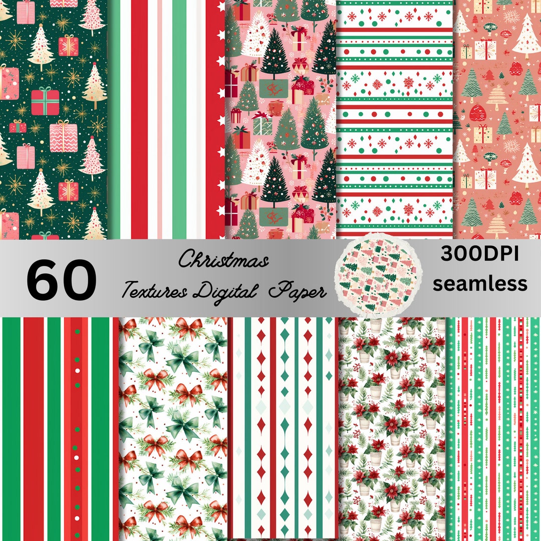 60 Seamless Christmas Classical Digital Paper,christmas Plaid ...