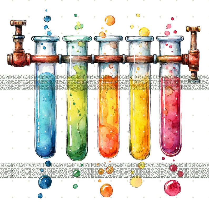 Watercolor Science Lab Clipart Bundle – 130 PNGs | Chemistry, STEM ...