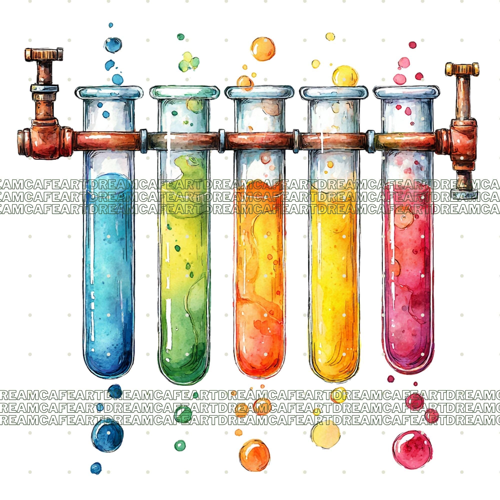 Watercolor Science Lab Clipart Bundle – 130 Pngs | Chemistry, STEM ...