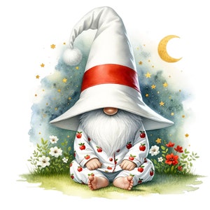 14PNG, Cute Gnomes Clipart Bundle, Gnome Clipart, Watercolor Bedtime ...