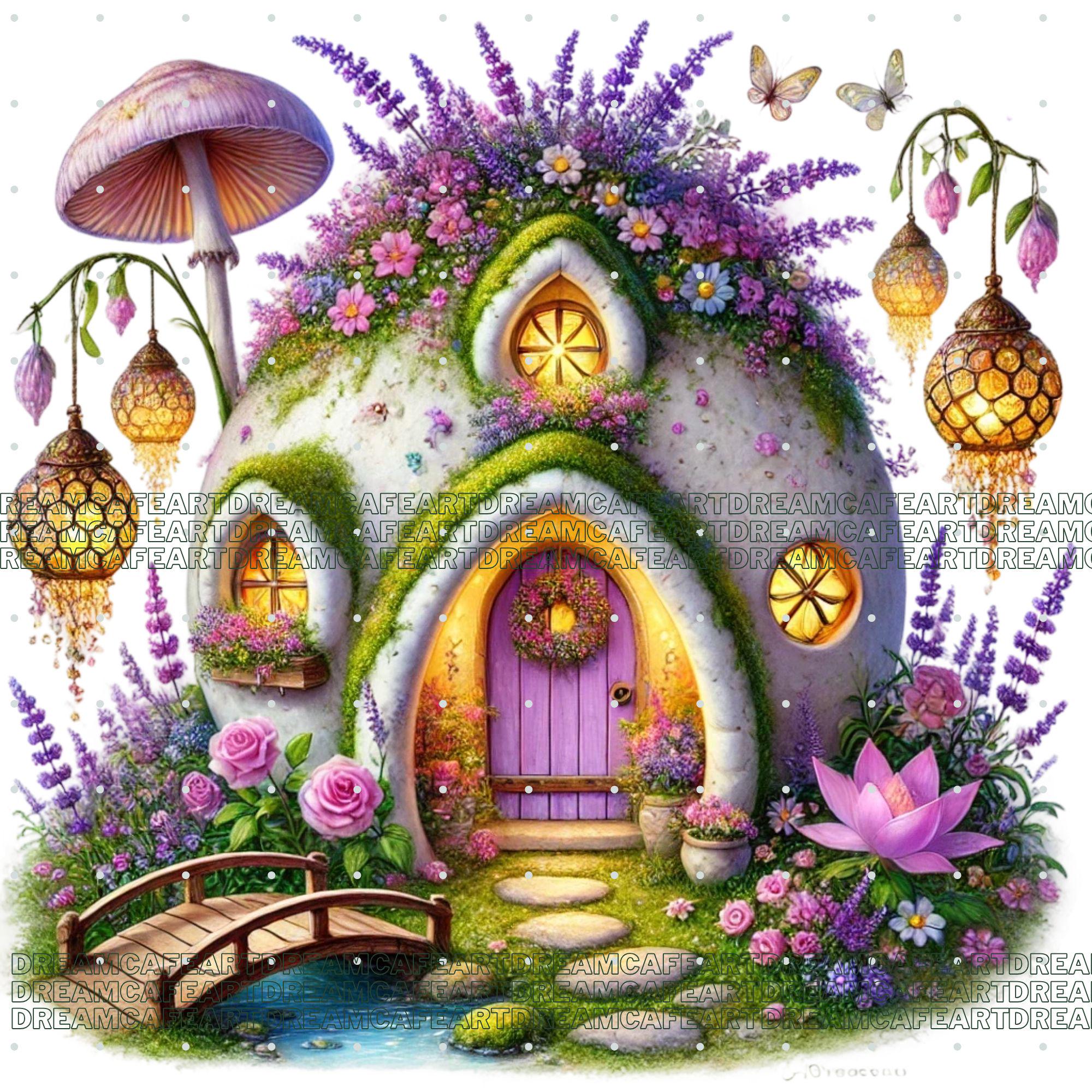 50 PNG Watercolor Fairy Houses Clipart Bundle, Whimsical Houses ...