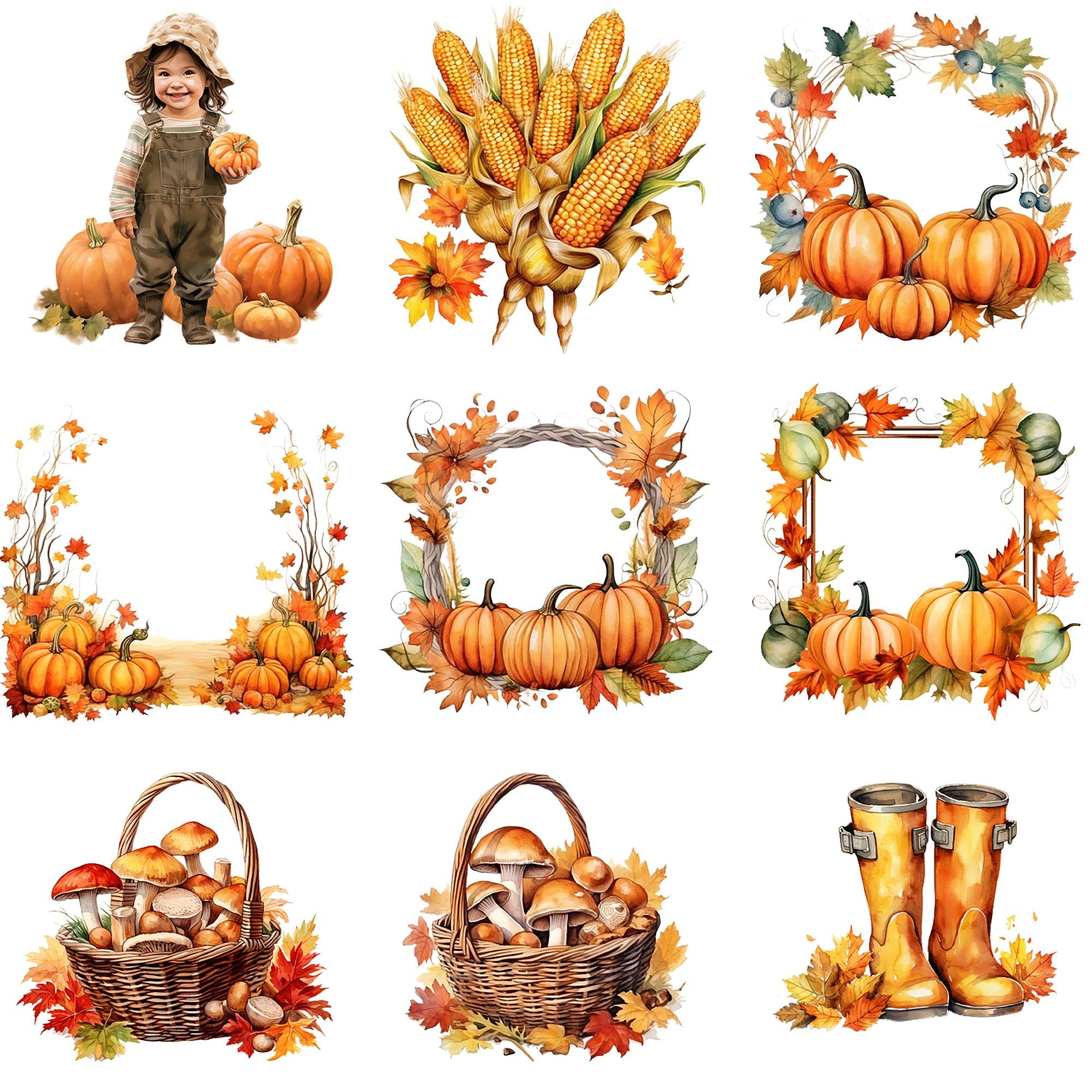 54 Thanksgiving Clipart, Jpgs, Hello Fall Clipart, Fall Vibes, Pumpkin ...