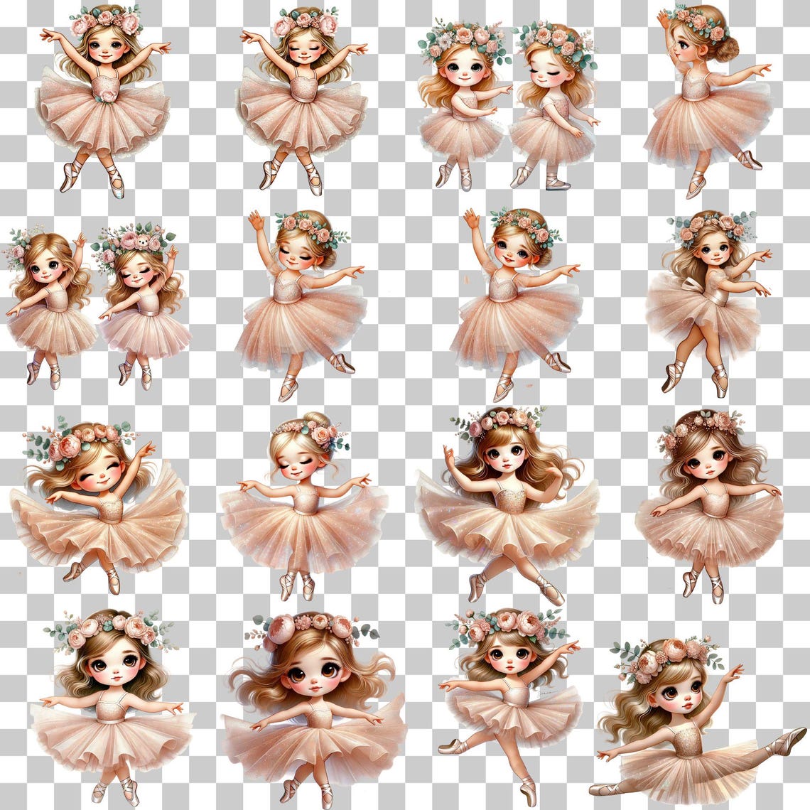 100 PNG Cute Little Ballerinas Clipart Set, Ballet Dancer Clipart ...