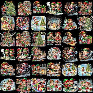 45 PNG, Christmas Elves Clipart Bundle, Cute Christmas Elves, Festive ...