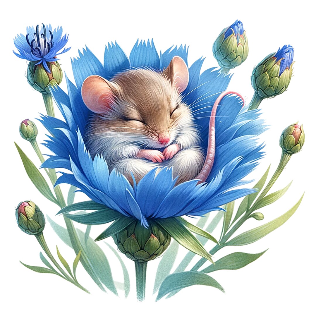 25 PNG, Floral Mouse Clipart Bundle, Cute Mouse Clipart, Mouse ...