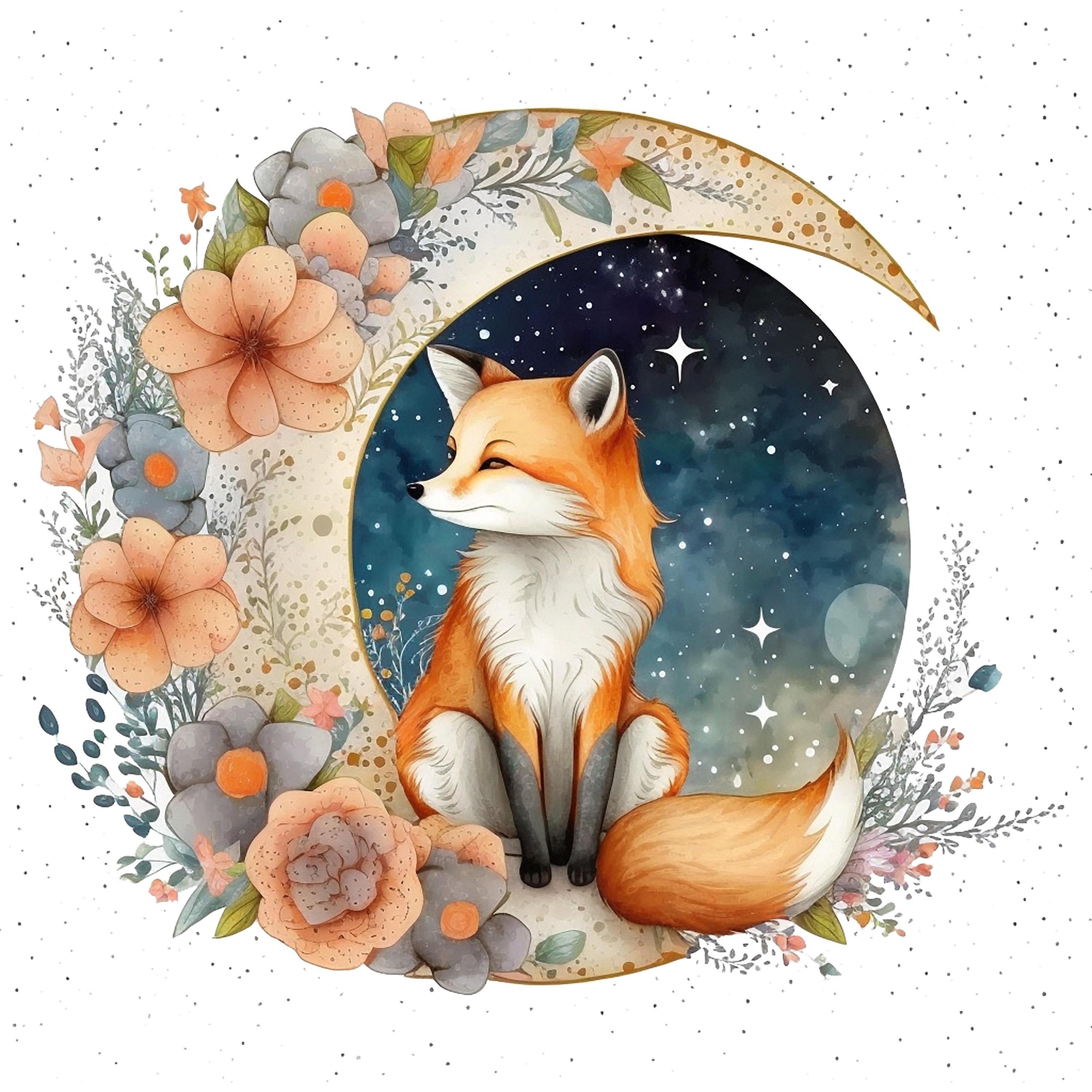 12 Fox and Moon Clipart Jpgs Commercial Usedigital Download - Etsy Canada