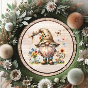 9 Spring Gnome Sign,easter Gnome Sign for Wreath,wreath Sign Png,garden ...
