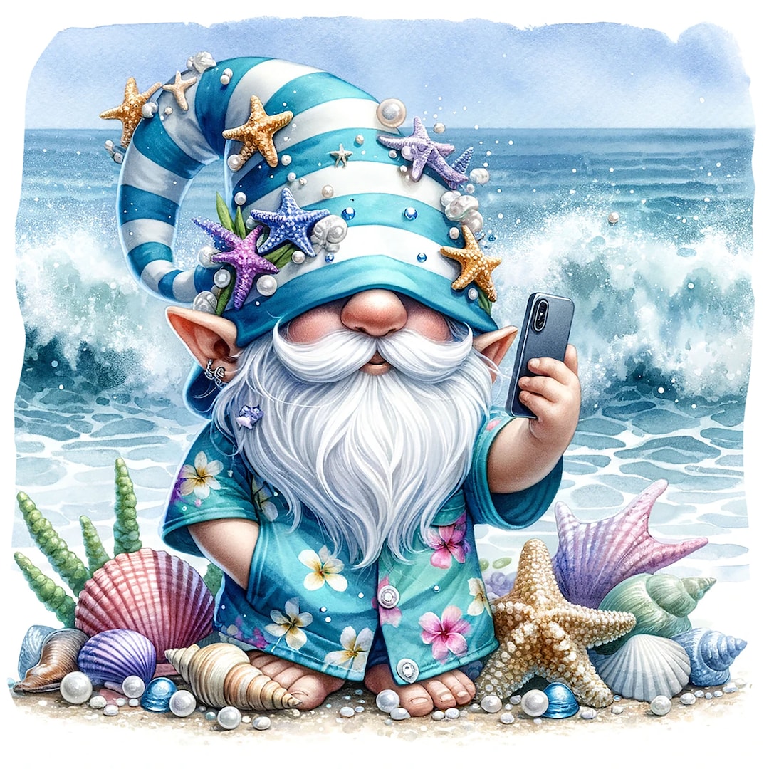 30 JPG Watercolor Summer Beach Gnome Clipart Bundle,gnome Clipart,beach ...