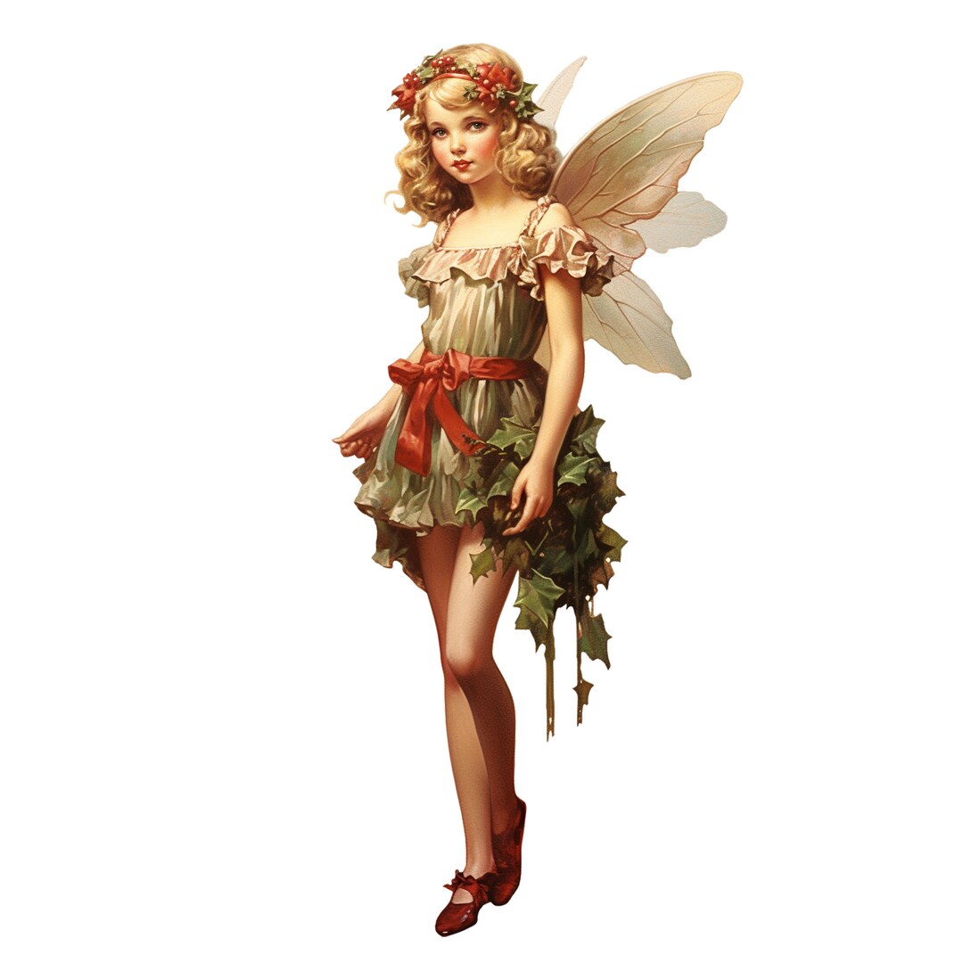 10 Christmas Vintage Fairy Clipart, High Quality Jpgs, Digital Download ...