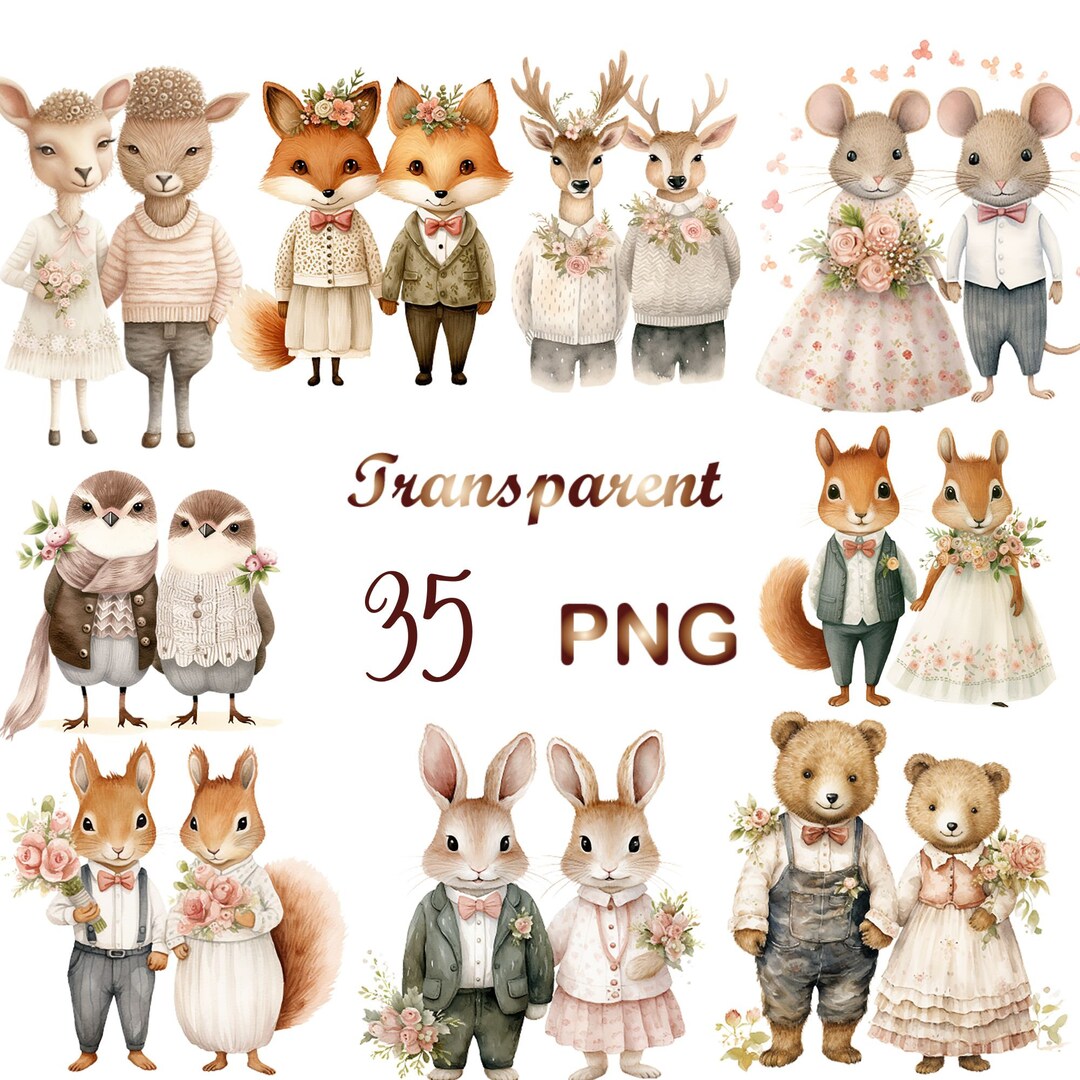 35 Watercolor Cute Forest Animal Clipart PNG, Transparent Png ...