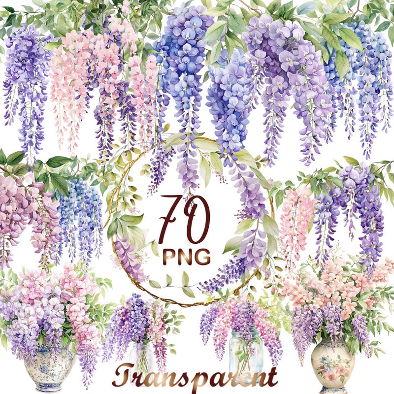 Wisteria Png Clipart - Etsy