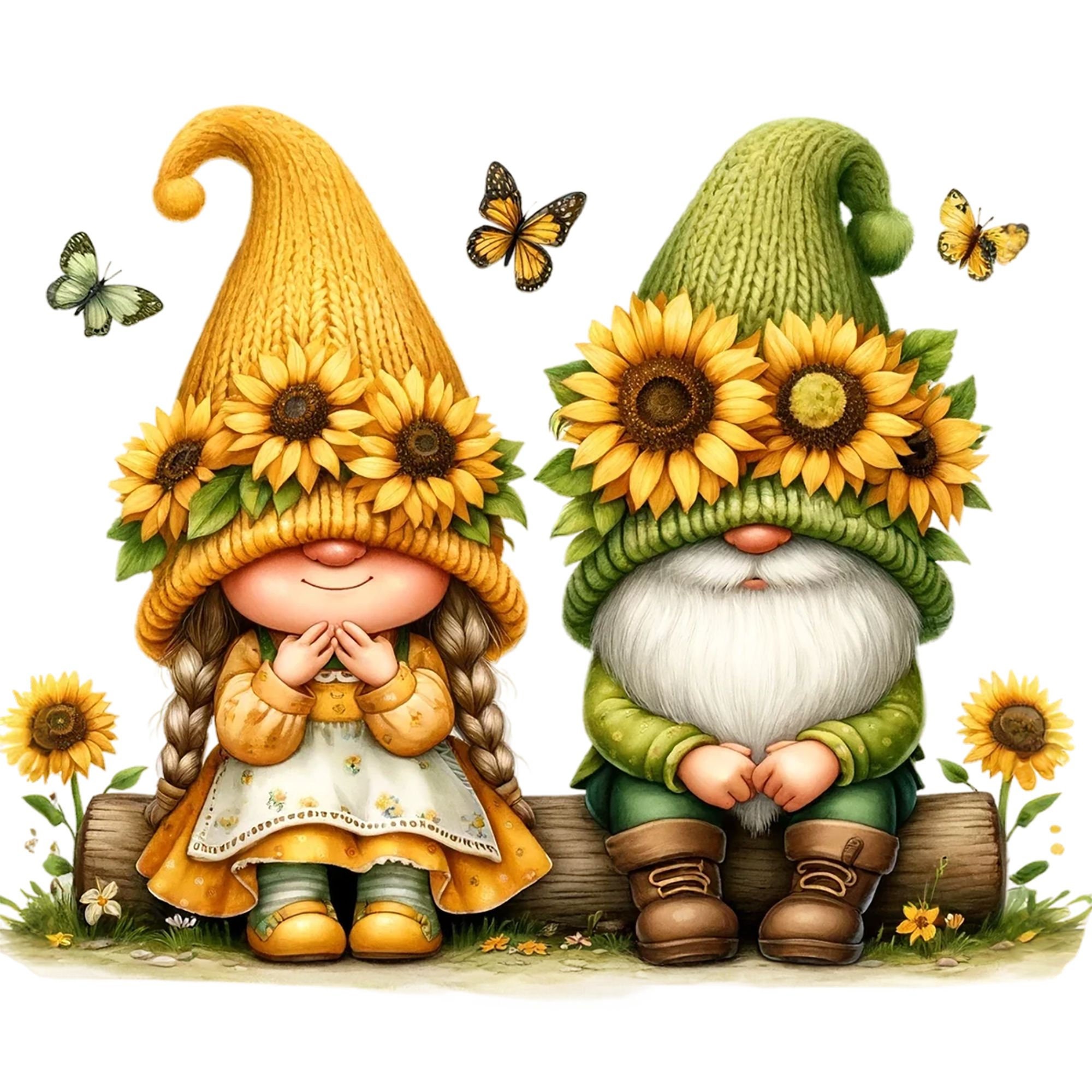 26 Png,sunflower Gnome Clipart Bundle,garden Gnome Watercolor Clipart ...