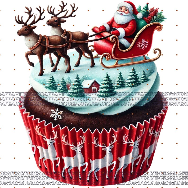 40 PNG, Christmas Cupcakes Clipart Bundle, Set1, Festive Holiday ...