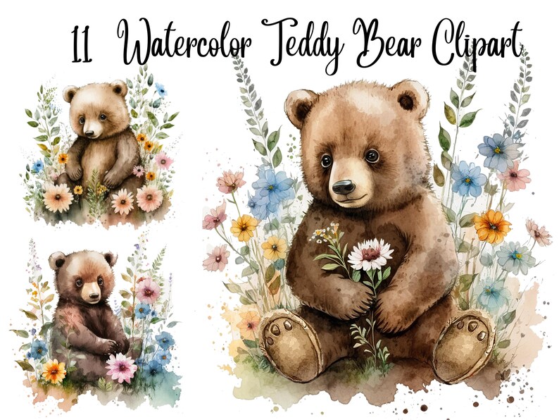 11 Teddy Bear Clipart Jpgs High Quality Digital Planner - Etsy