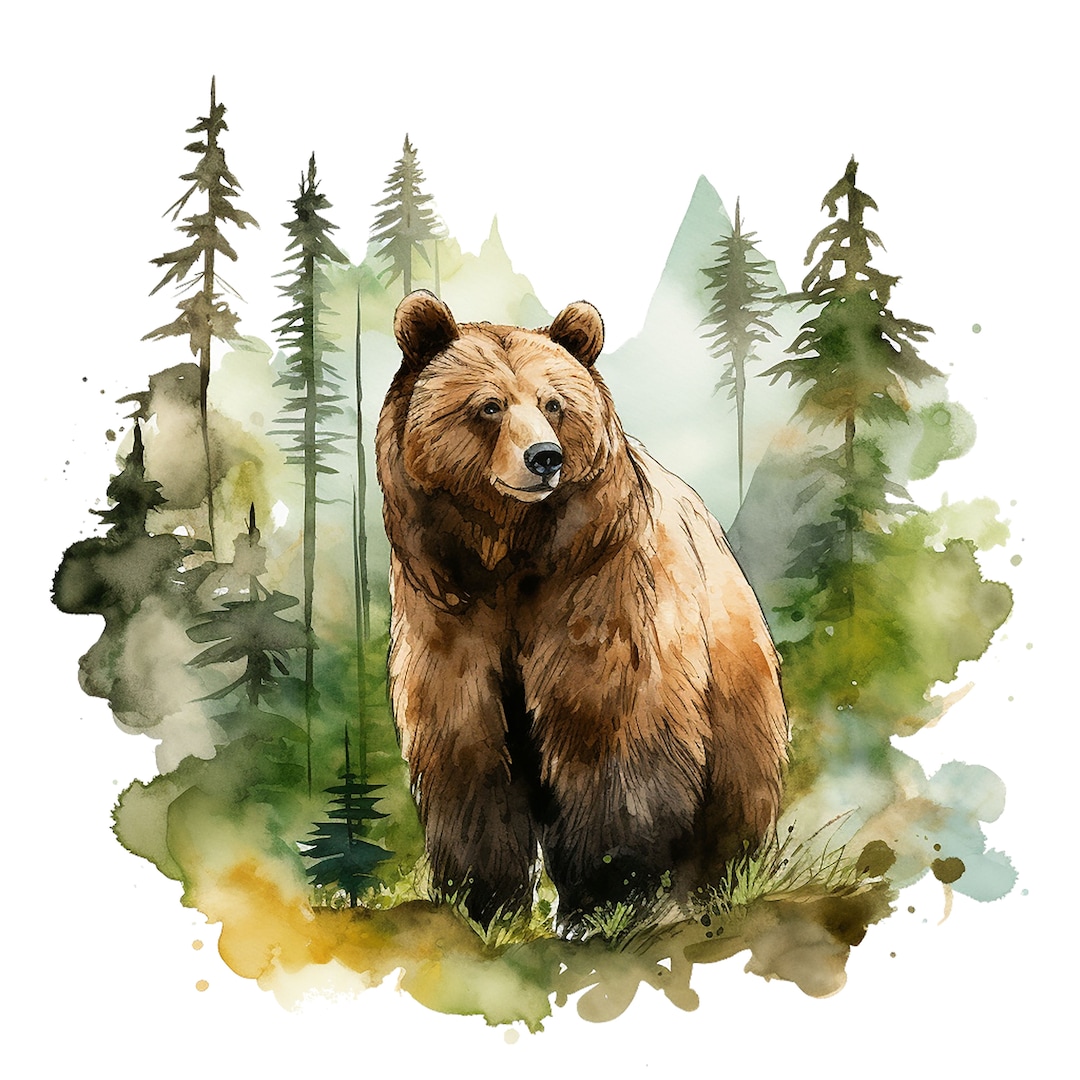 20 Watercolor Forest Bear Clipart Watercolor Jpgs, Forest Bear, Forest ...