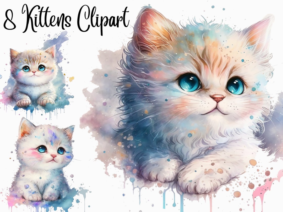 8 PNG/JPG, Cute Kitten Clipart, Kitten Clipart, Cat Clipart,p Et ...