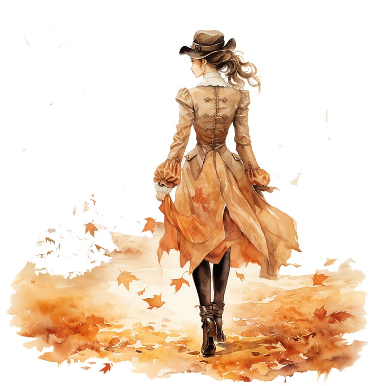 19 Watercolor Autumn Clipart, Png, Autumn Victorian Lady Png, Pumpkin ...