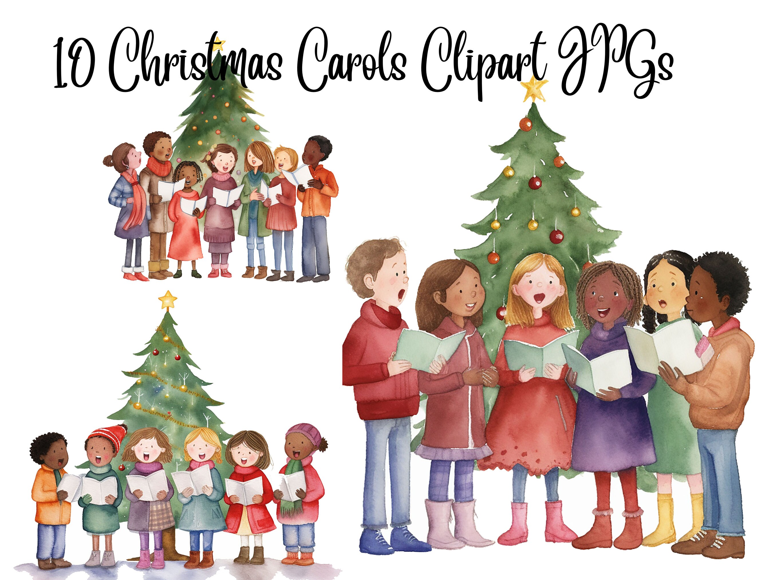 10 Christmas Carols Clipart Jpgs , High Quality, Digital Planner ...