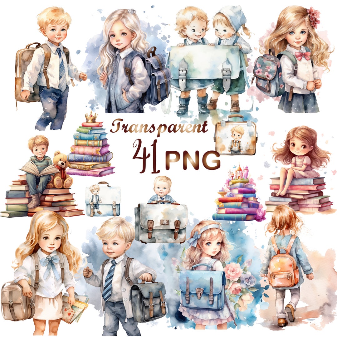 41 Watercolor Back to School, PNG, Transparent Background, Ideal for ...