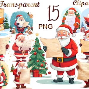 15 Santa Claus Clipart, Christmas Clipart, Winter Clipart, Holiday ...
