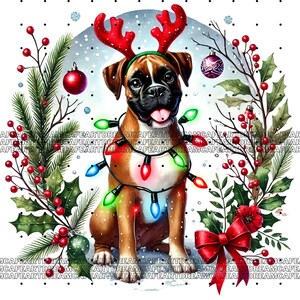 30 PNG, Christmas Boxers Clipart Bundle,festive Dog Illustrations ...