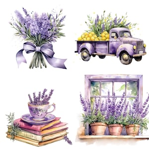 50 Pastel Watercolor Lavender Clipart, Lavender Png, Lavender Clipart ...