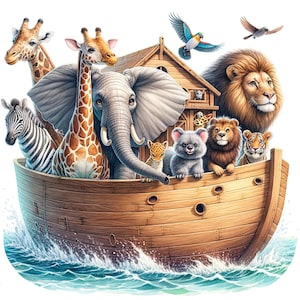 11 PNG/JPG, Noah's Ark Clipart, Watercolor Bundle, Christian Clipart ...
