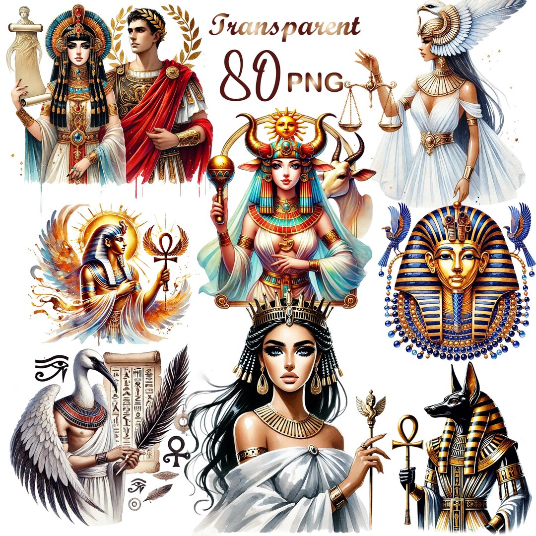 80 PNG, Watercolor Ancient Egypt Clipart Bundle, Egypt Pharaoh Clipart ...