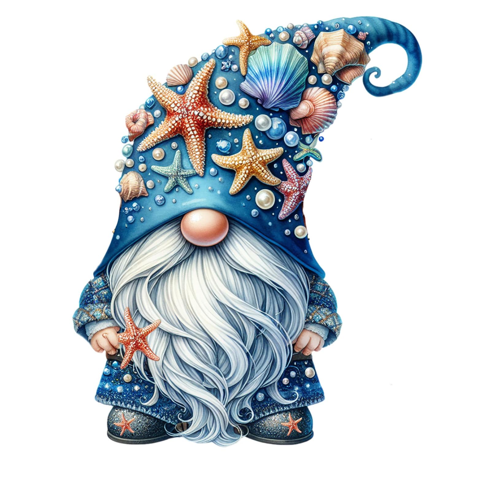 14 PNG, Beach Gnome Clipart Bundle, Cute Beach Gnome, Summer Watercolor ...