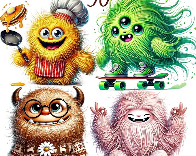Cute Monsters Clipart, Cute Monster Png, Monsters Clipart, Png Bundle ...