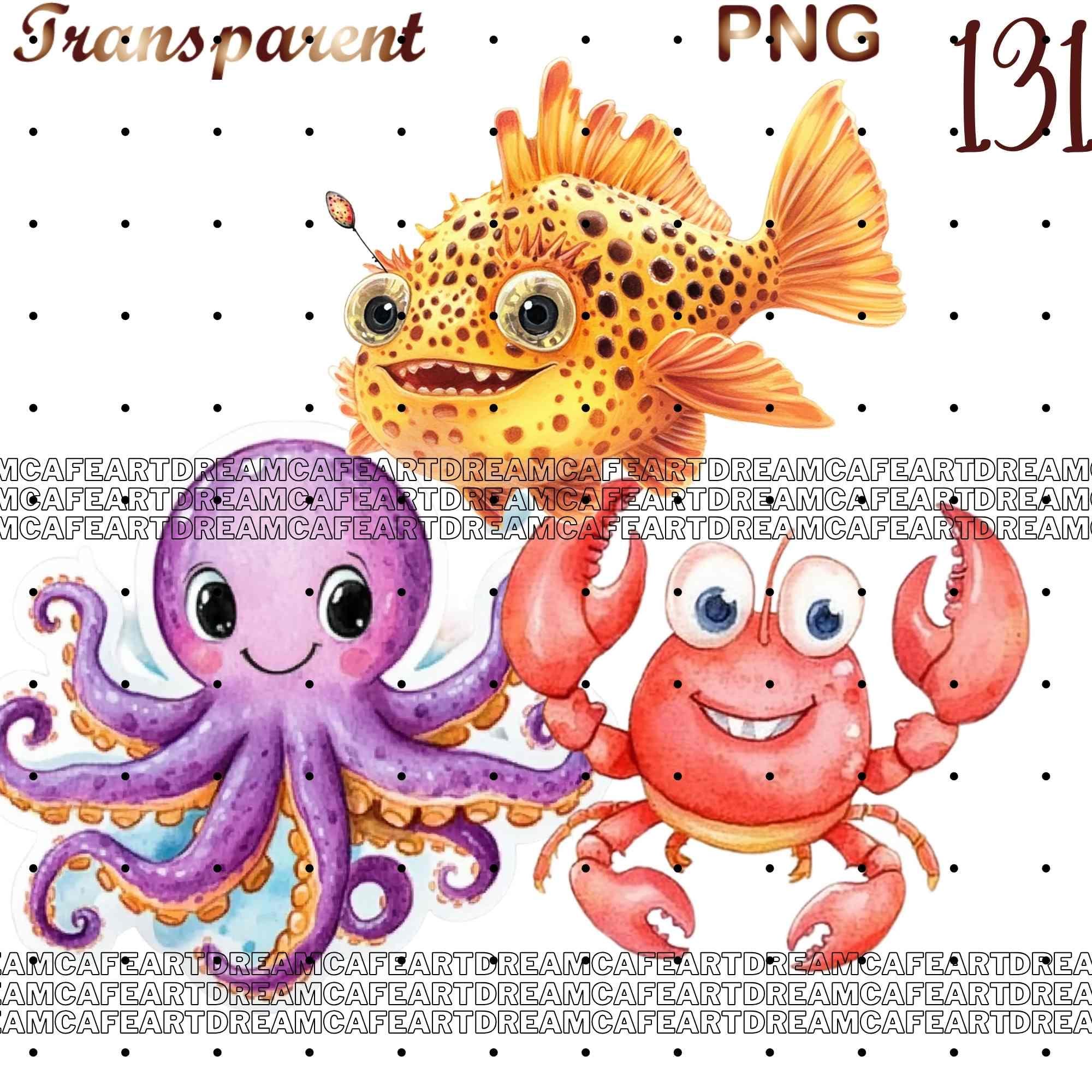 131 PNG Sea Animals Clipart Bundle - Underwater Sea Life, Ocean Animal ...