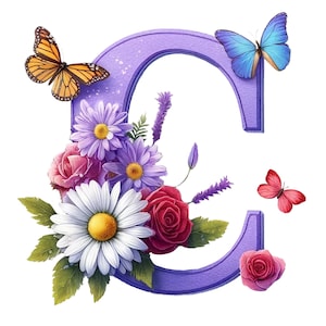 36 + PNG, Watercolor Spring Floral Alphabet Collection Clipart ...