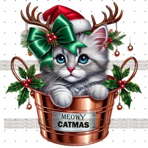30 PNG Set 7, Christmas Kitten Clipart Bundle, Meowy Christmas Clipart ...