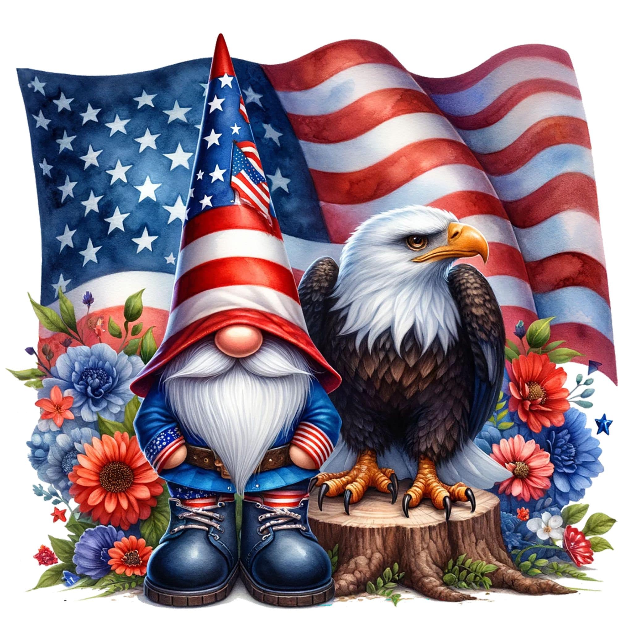 26 PNG, Patriotic Gnome Clipart Bundle. American Pride, 4th of July PNG ...