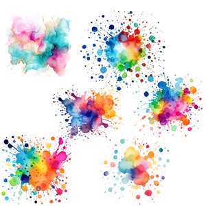 250 Watercolor Color Splash Clipart PNG, Paint Splatter Clipart ...