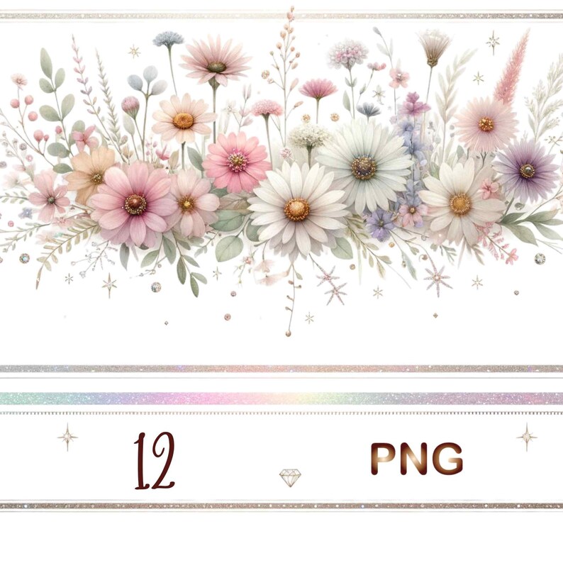 12 Boho Floral Border Png, Floral Border Clipart, Watercolor Floral ...