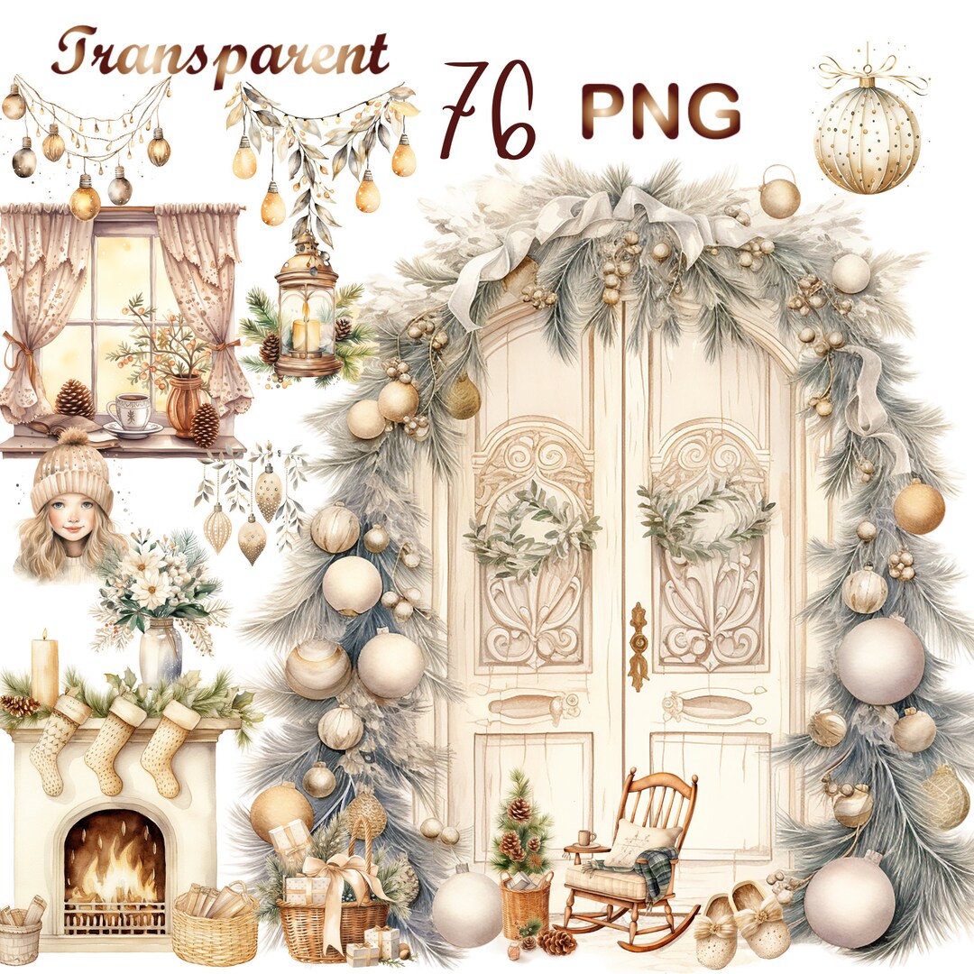 76 Watercolor Cozy Winter Clipart, Png,christmas Boho Clipart ...